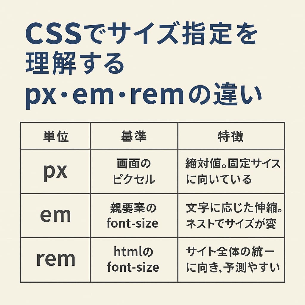 CSSでサイズ指定を理解する｜px・em・remの違い - Yagi-System